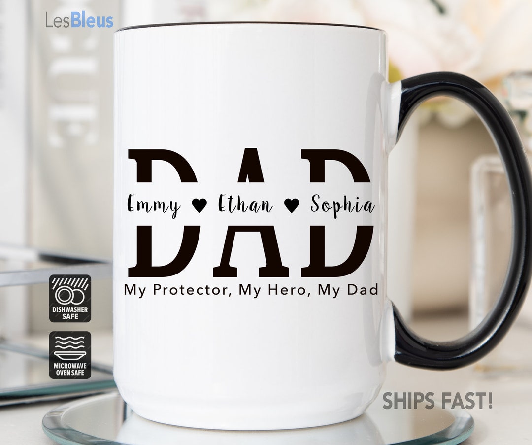 Personalized Dad Coffee Mug With Kids Names, Dad Mug, Dad Gift From ...