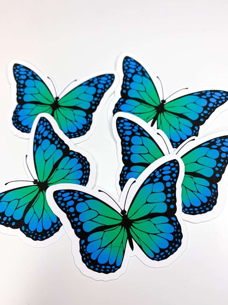 Butterfly Sticker Blue Green Butterfly Nature Sticker | Etsy