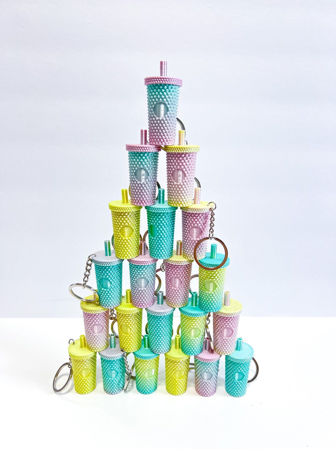 Unscrewable Mini Pastel Studded Tumbler Keychain | Mini Pastel Rainbow ...