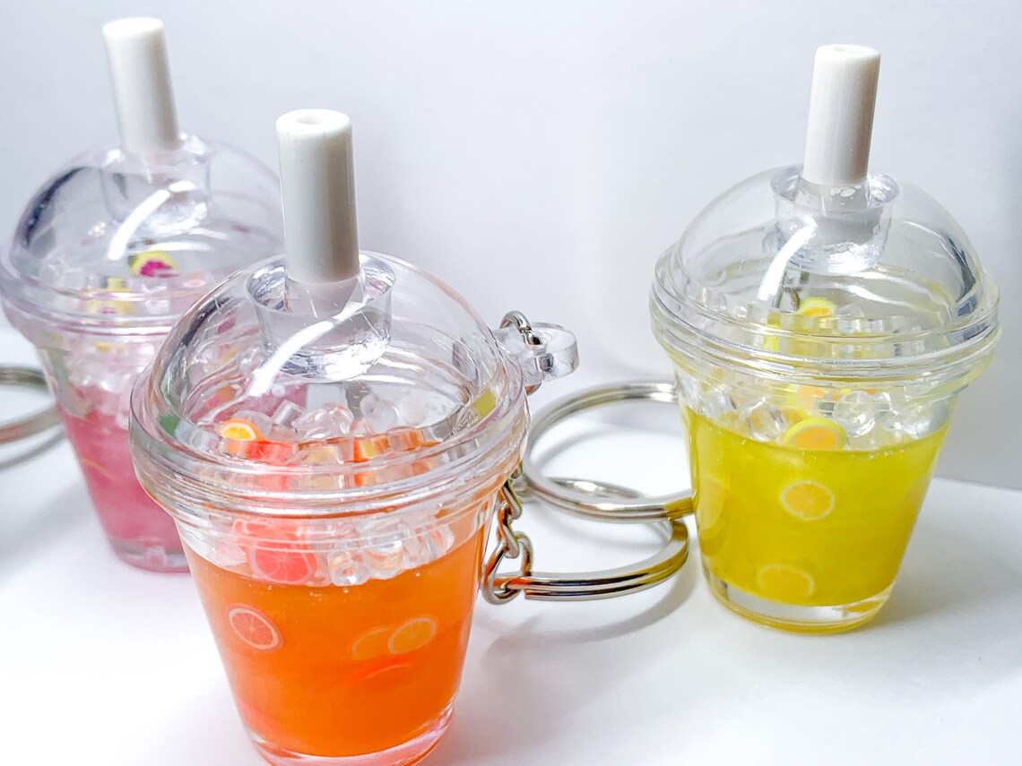 Mini Iced Fruit Drink Keychain Cute Keychain Boboa Mini - Etsy