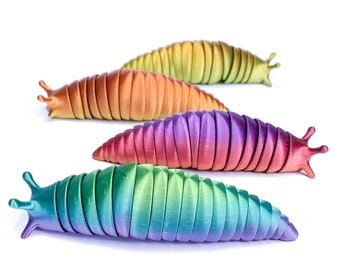 Pastel Rainbow Slug Large 3D Printed Slug Multicolor Pearl Slug Slinky ...