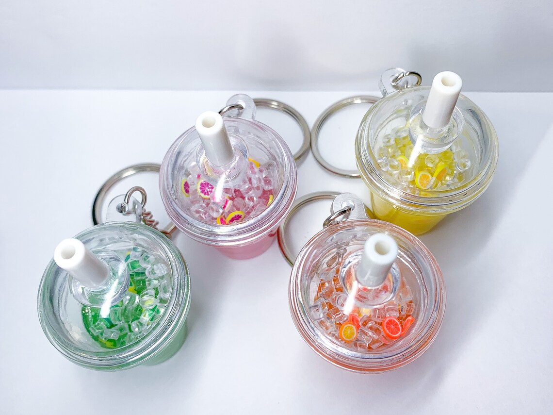 Mini Iced Fruit Drink Keychain Cute Keychain Boboa Mini - Etsy