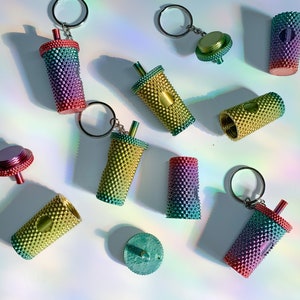 Unscrewable Mini Studded Tumbler Keychain | Mini Rainbow Tumbler ...