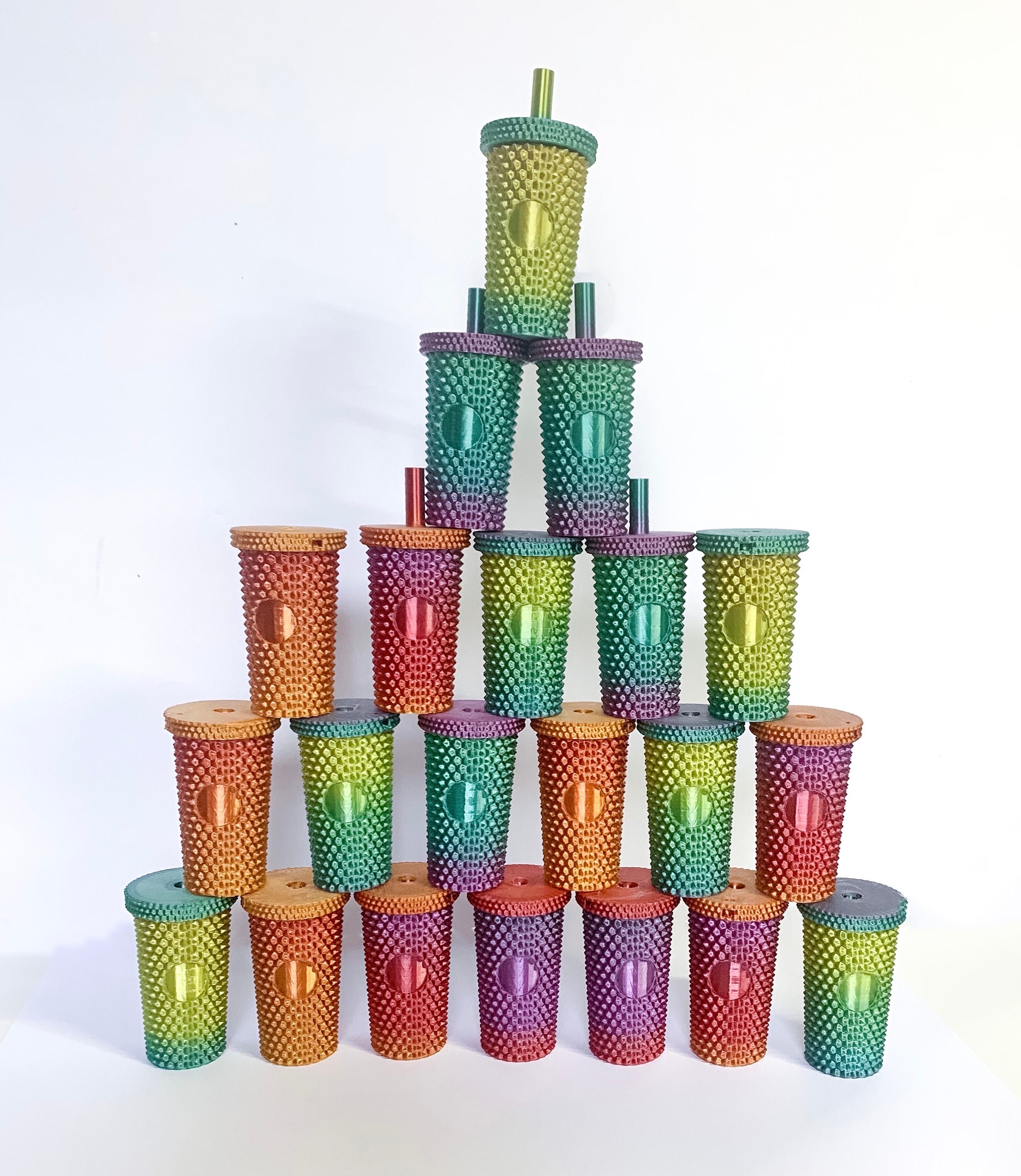 Unscrewable Mini Studded Tumbler Keychain | Mini Rainbow Tumbler ...