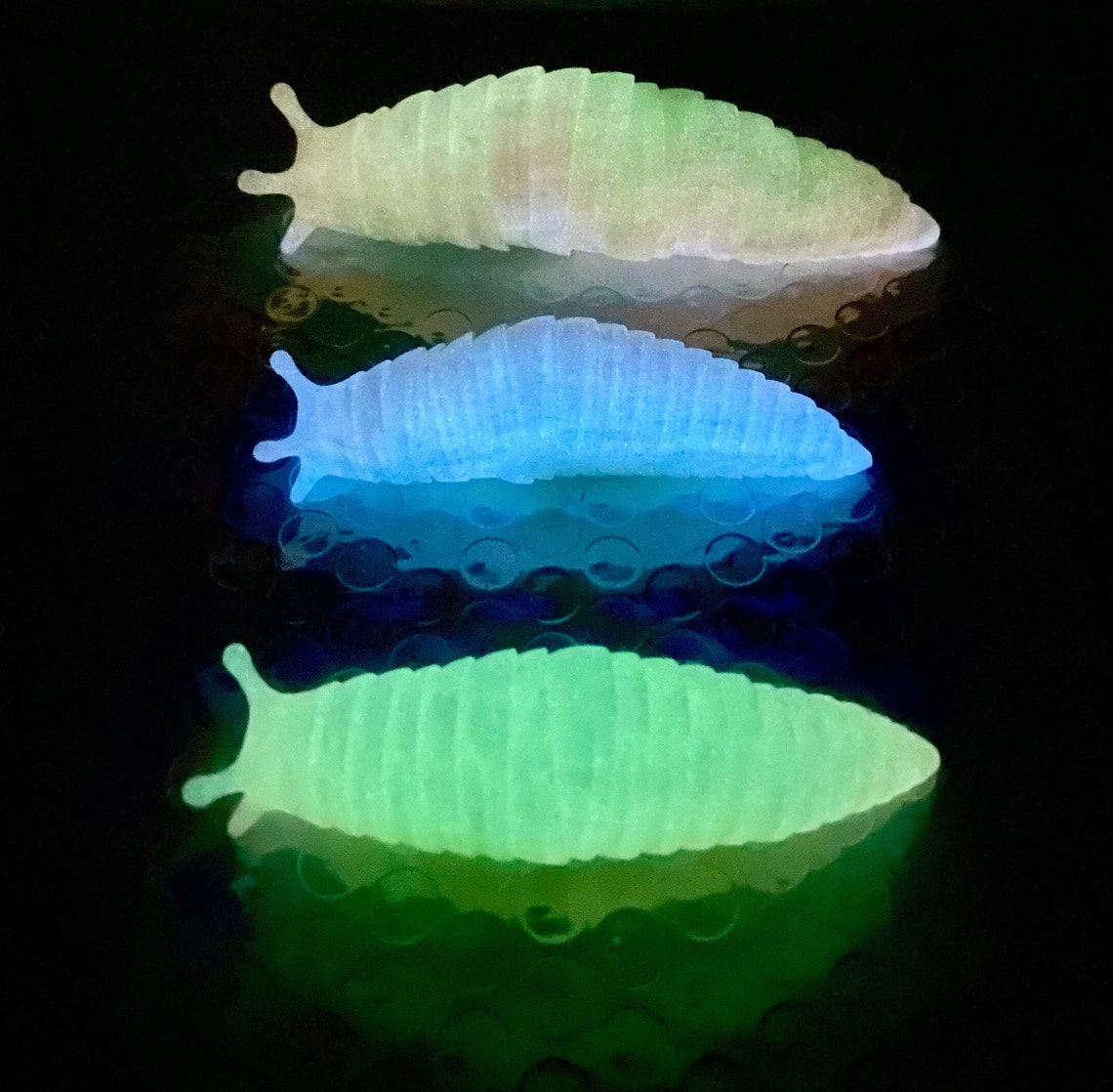 Rainbow Glow in the Dark Slug Fidget Slug Articulating - Etsy