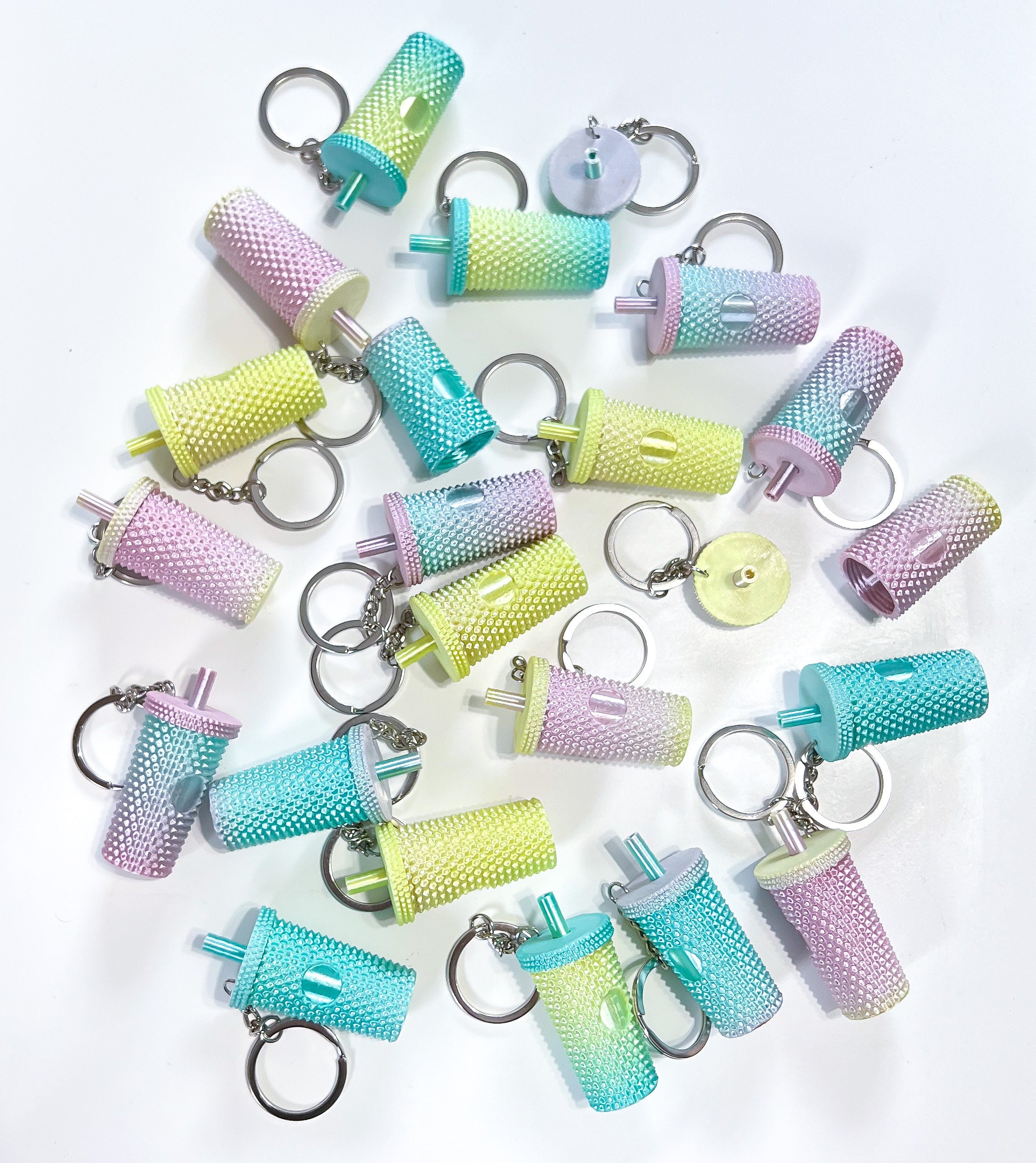 Unscrewable Mini Pastel Studded Tumbler Keychain | Mini Pastel Rainbow ...