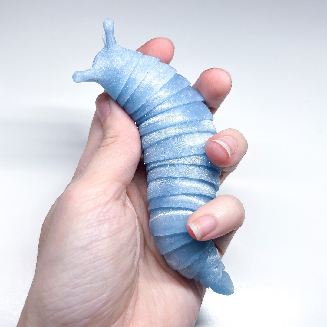 Blue Glitter Slug | 3D Printed Slug | Sparkley Slug Slinky | Fidget Toy ...
