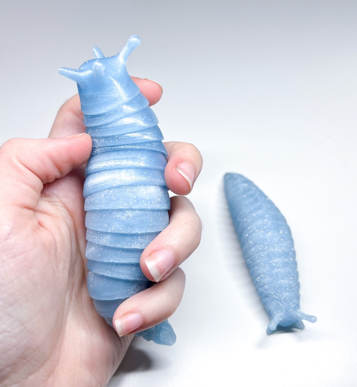 Blue Glitter Slug | 3D Printed Slug | Sparkley Slug Slinky | Fidget Toy ...