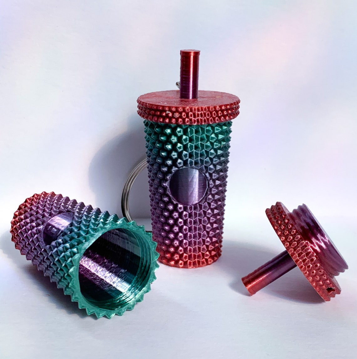 Unscrewable Mini Studded Tumbler Keychain | Mini Rainbow Tumbler ...