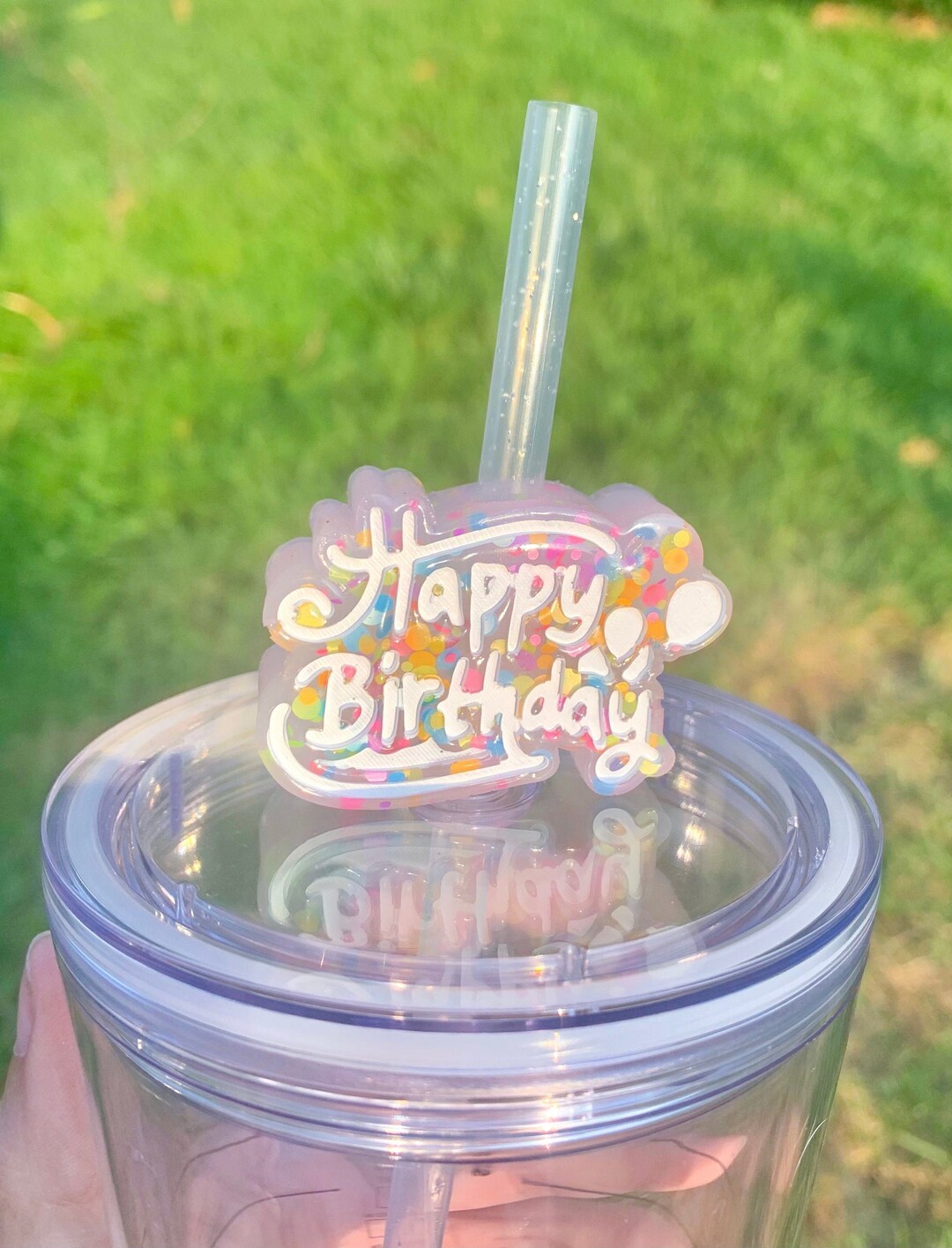 Happy Birthday Straw Topper Confetti Straw Topper Straw Topper House ...