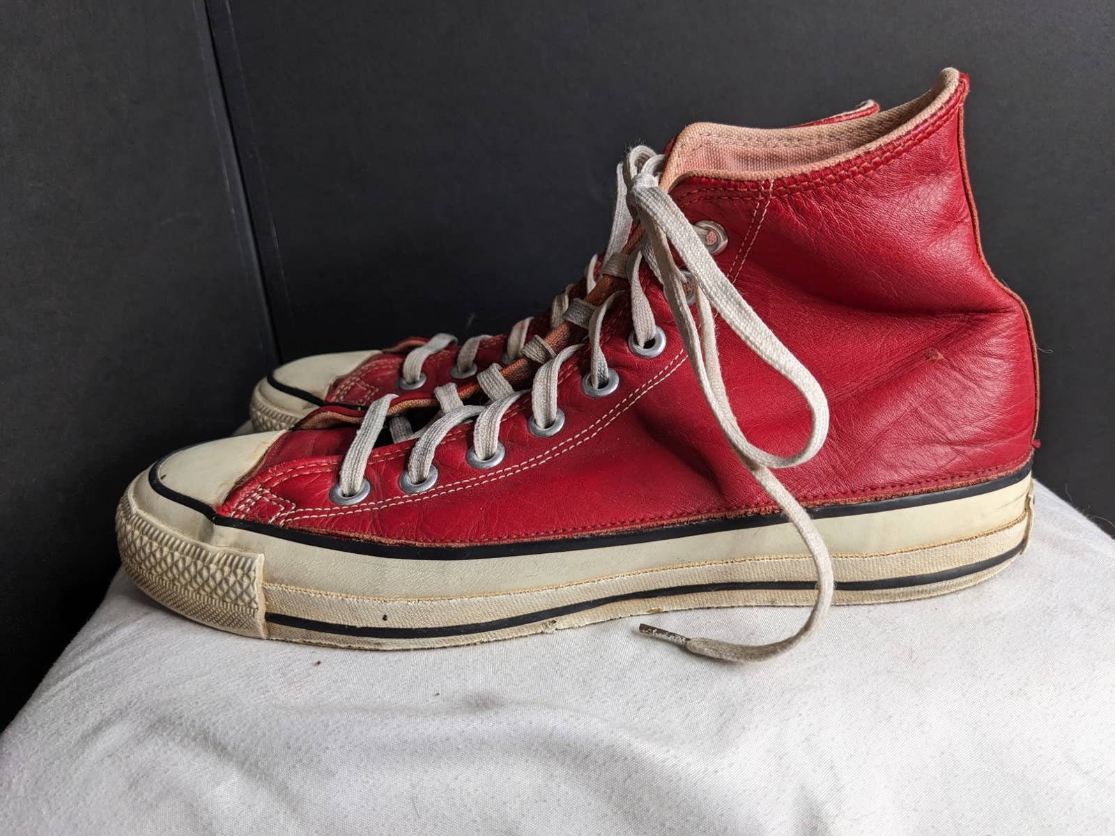 Converse Vintage 80s High Top Sneakers Leather 8.5 Mens Red - Etsy