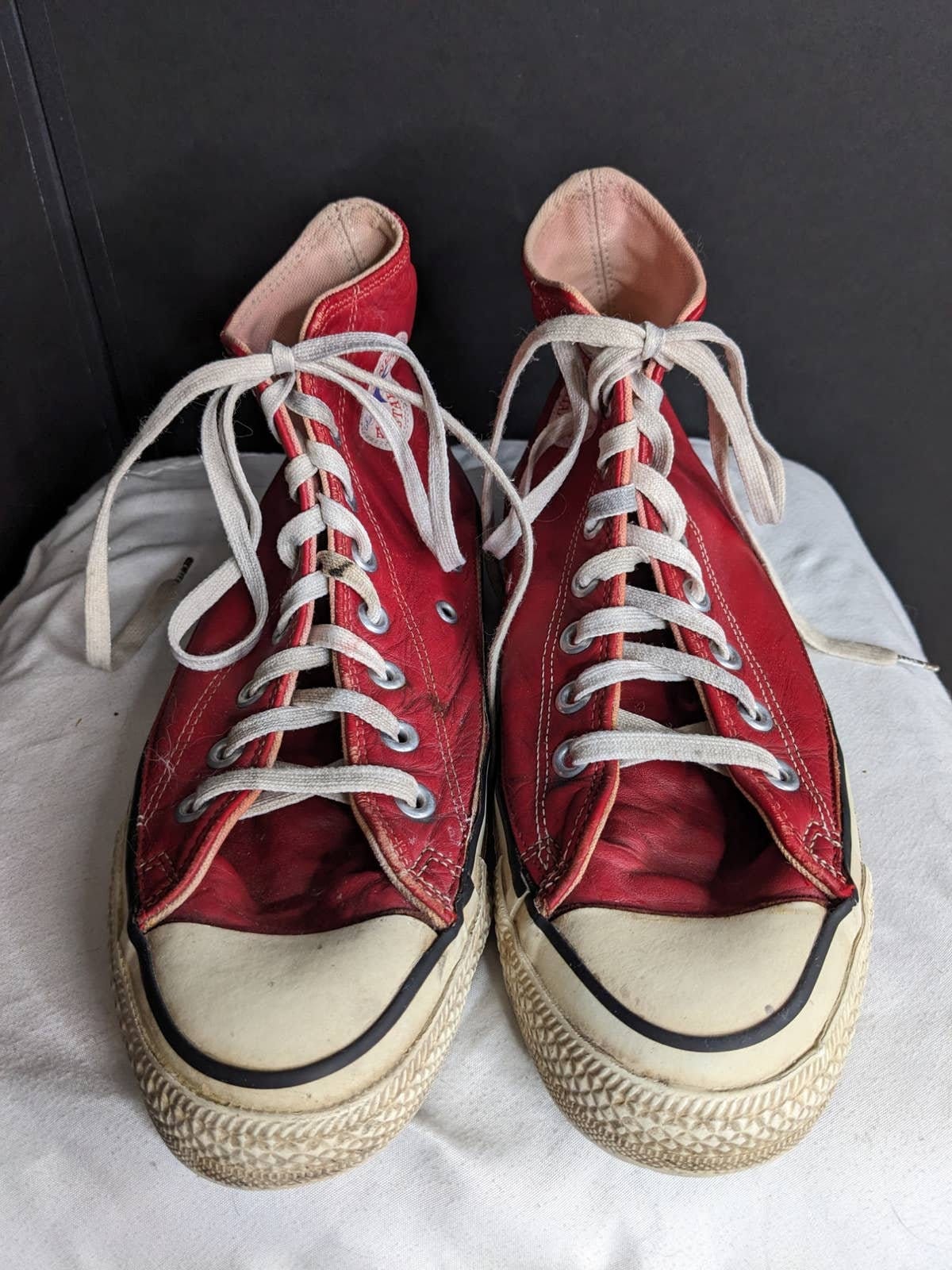 Converse Vintage 80s High Top Sneakers Leather 8.5 Mens Red - Etsy