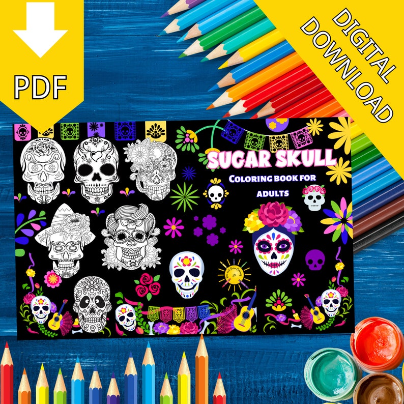 Printable Sugar Skull Coloring Pages Instant Download: 70 Pages to ...