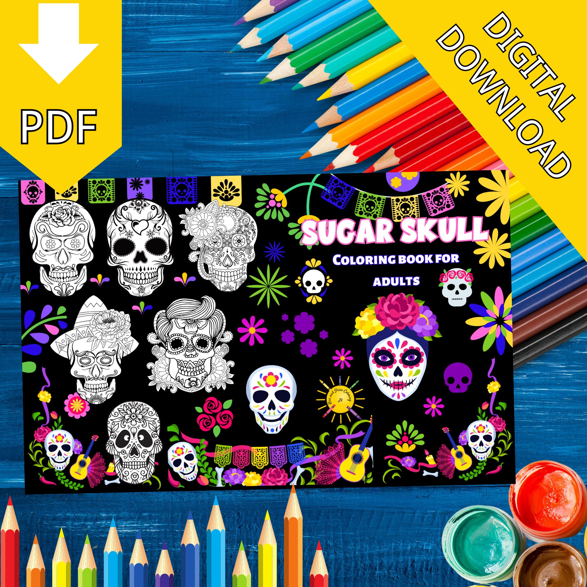 Printable Sugar Skull Coloring Pages Instant Download: 70 Pages to ...