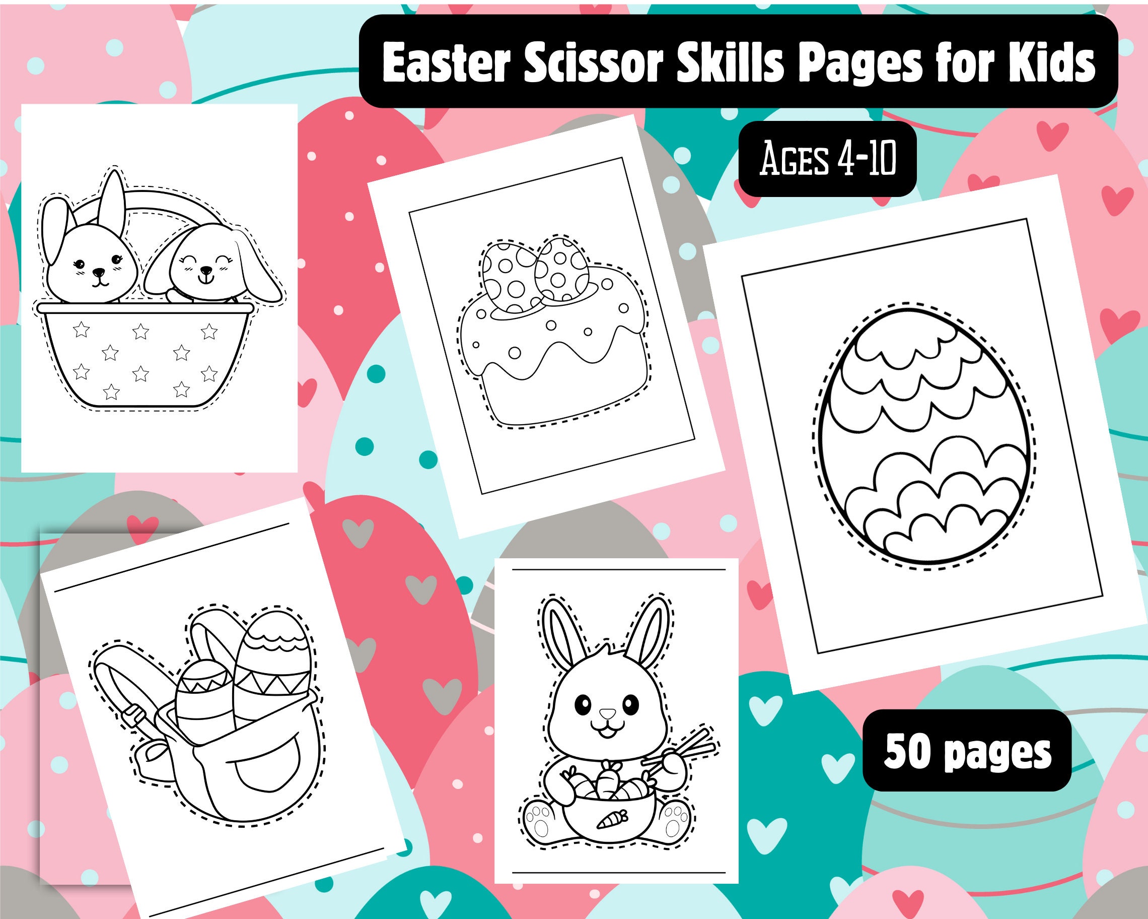 Easter Scissor Skills Worksheets for Kids Ages 3-8: Scissor Practice ...