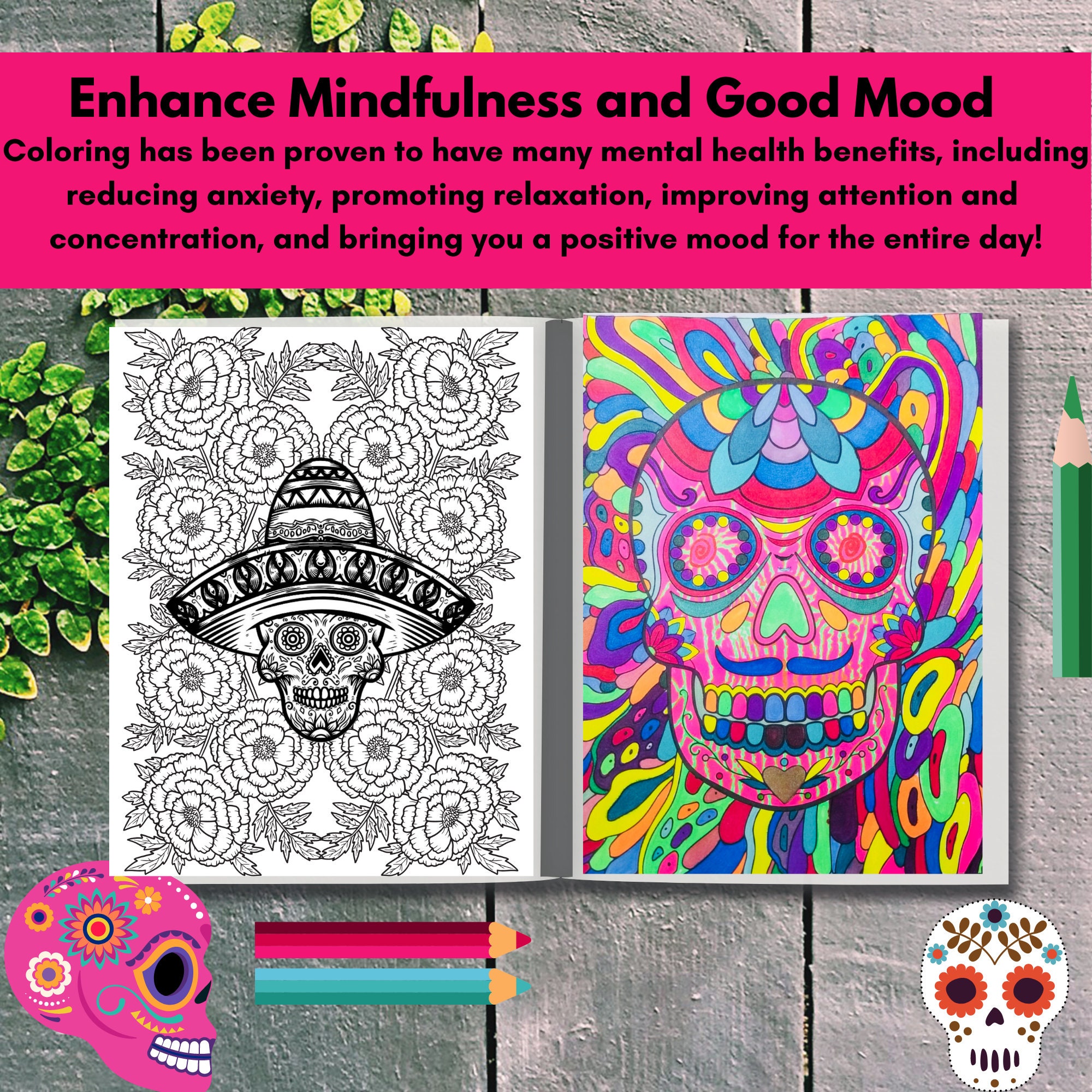 Printable Sugar Skull Coloring Pages Instant Download: 70 Pages to ...