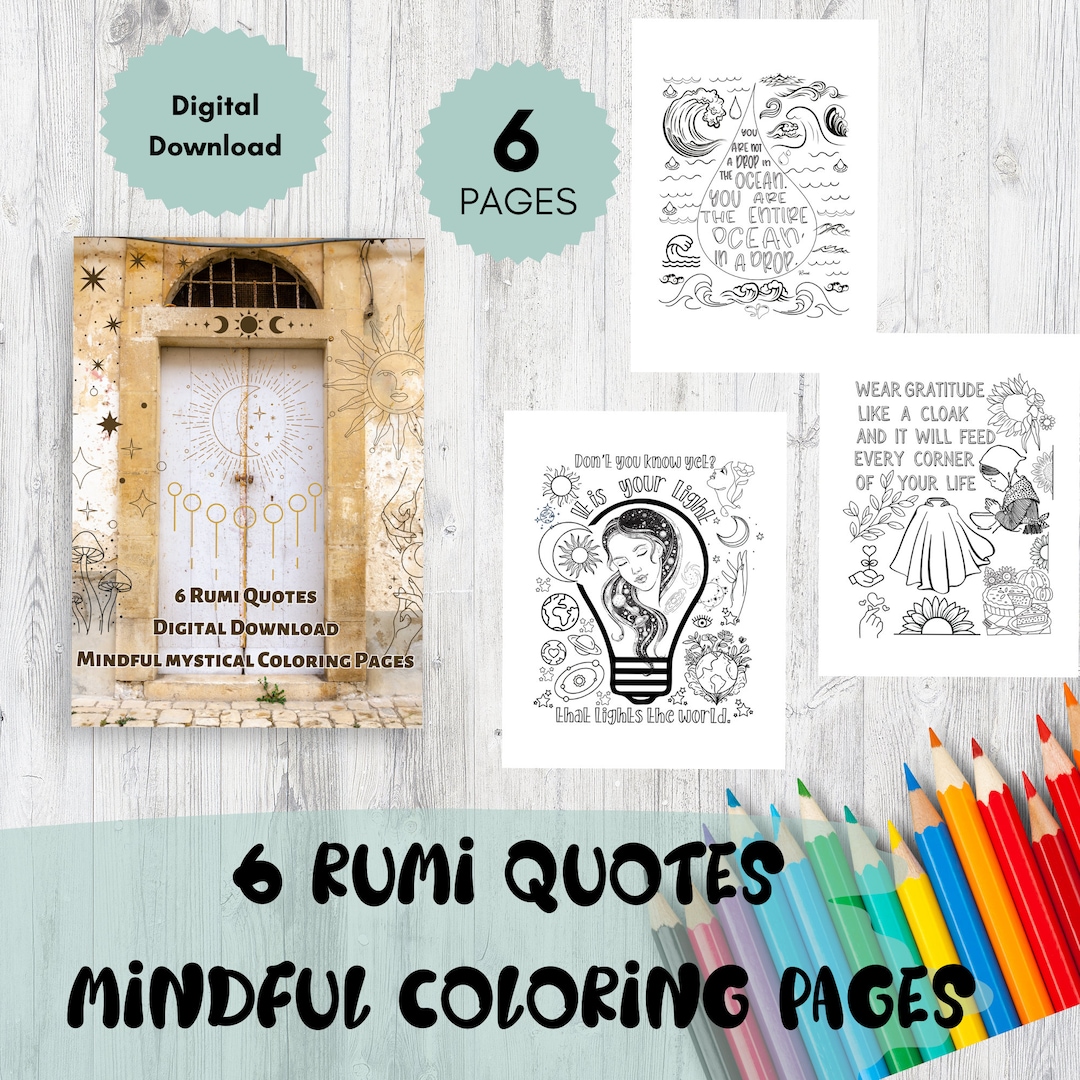 Captivating Serenity: 6 Rumi Quote Coloring Pages to Promote - Etsy