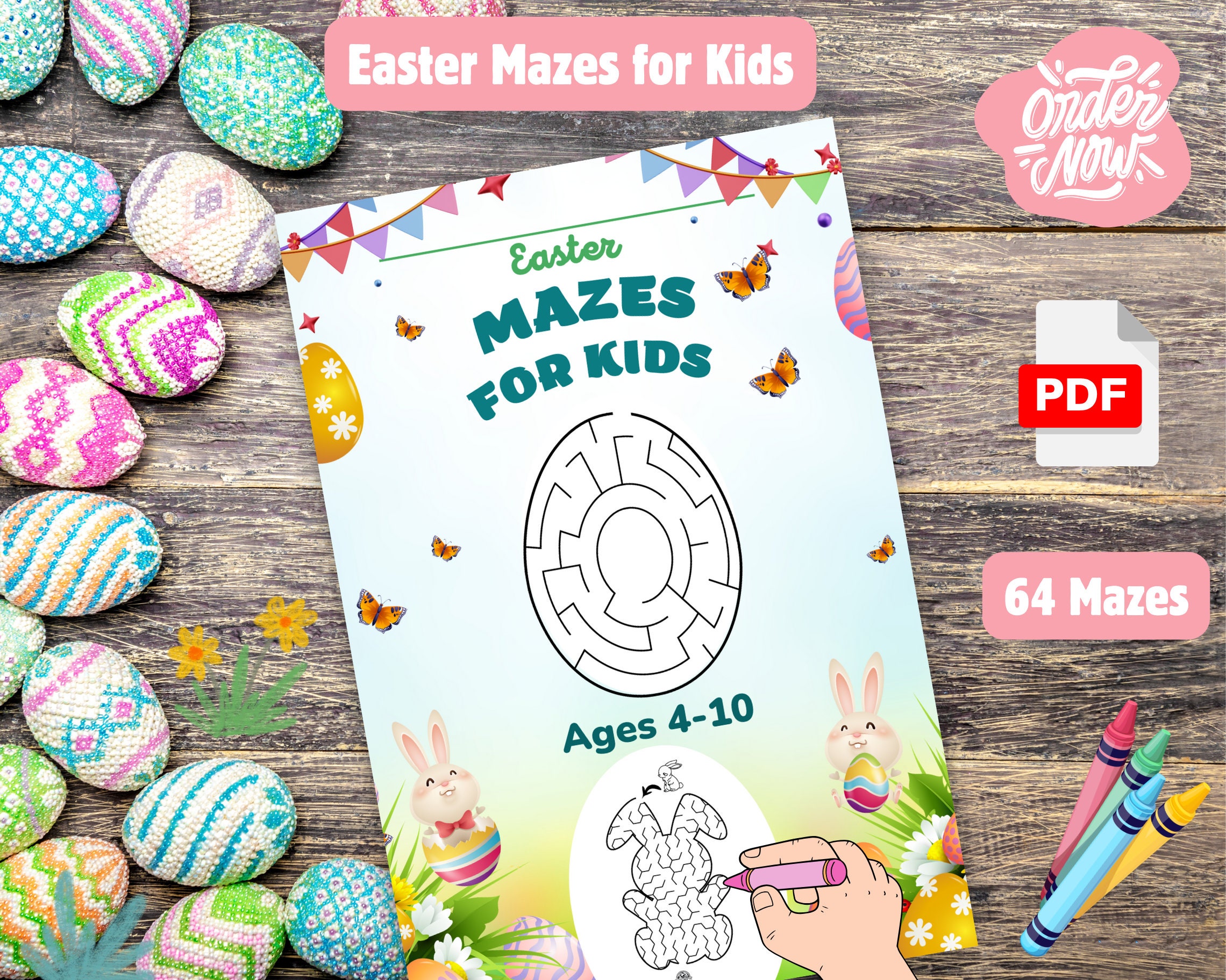 Easter Maze Activity Pages: 64 Themed Mazes for Kids (PDF Pattern) - Etsy