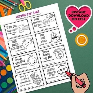 Valentine Printable Cards for Kids: 32 Cute Valentine Puns to Color and ...