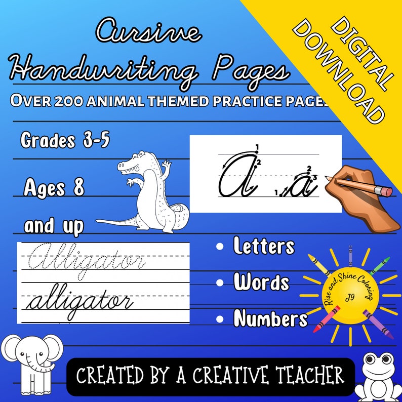 Printable Cursive Handwriting Worksheets : 234-page Instant PDF Digital ...