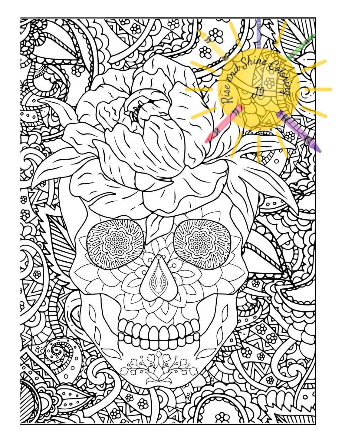 Printable Sugar Skull Coloring Pages Instant Download: 70 Pages to ...