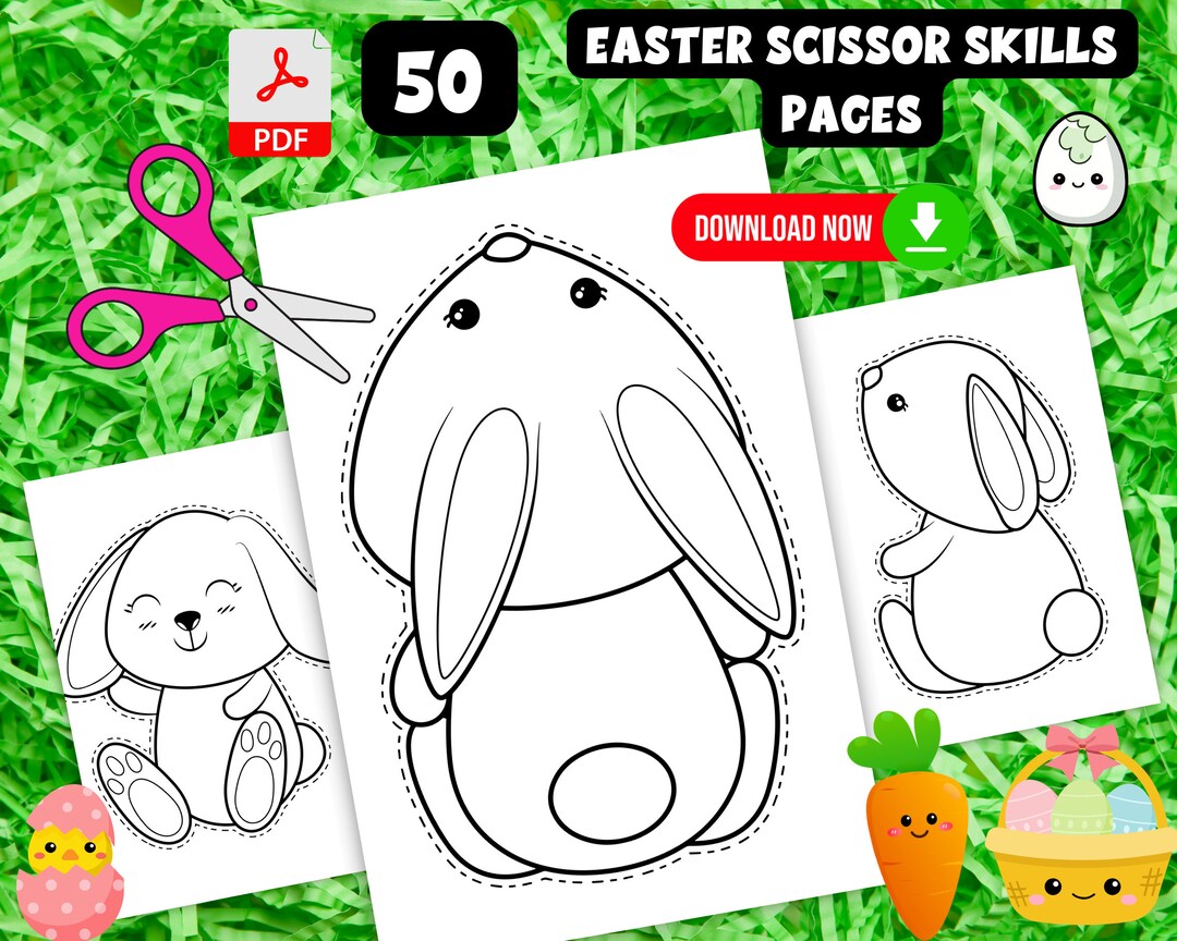 Easter Scissor Skills Worksheets for Kids Ages 3-8: Scissor Practice ...