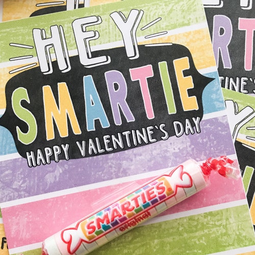 Smartie Valentines Day Tag Printable Kids Valentine Card - Etsy