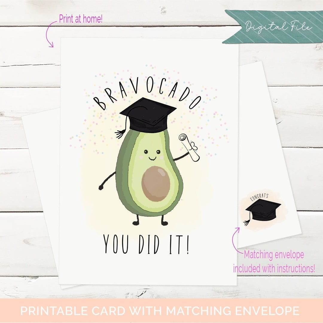 Bravocado Printable Card | Printable Graduation Card and Envelope ...
