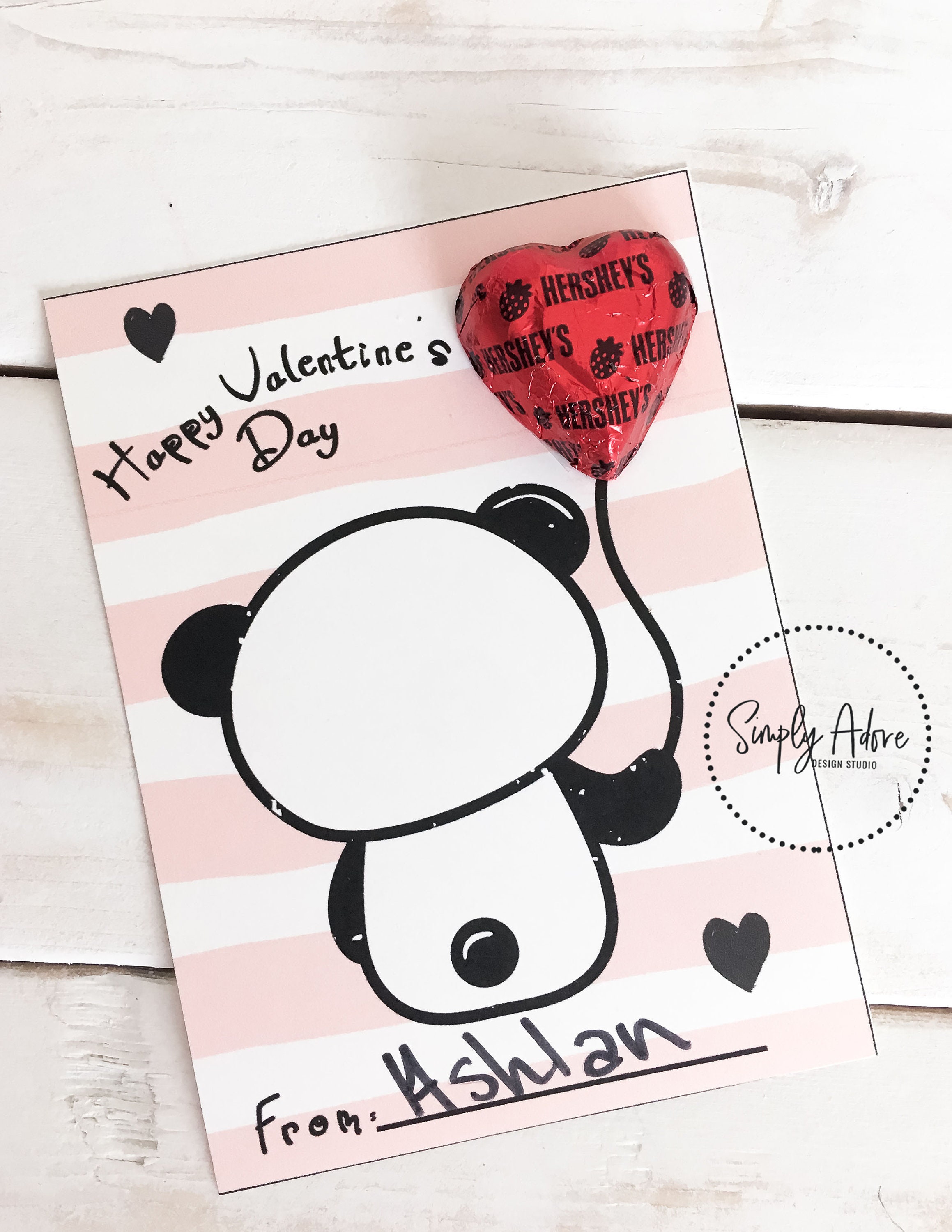 Printable Classroom Valentine | Panda Bear | Valentines Day Card | Kids ...