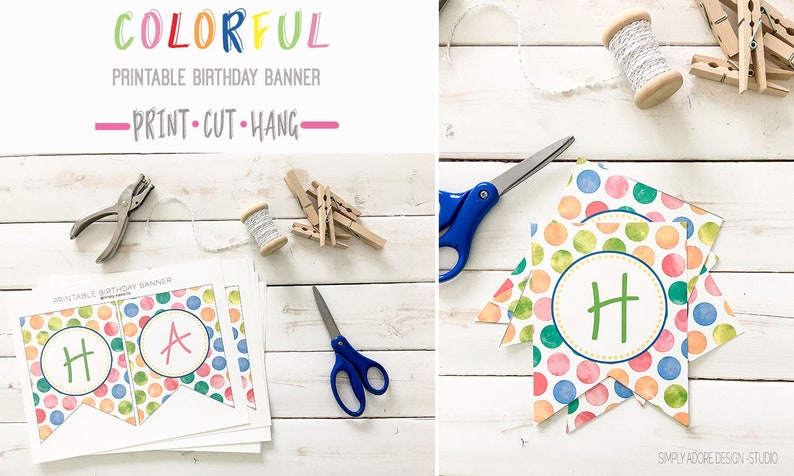 Printable Birthday Banner | Polka Dots | DIY Banner | Digital Download ...