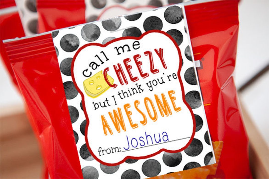 Printable Cheese Snack Tag Printable Classroom Valentine Kids ...