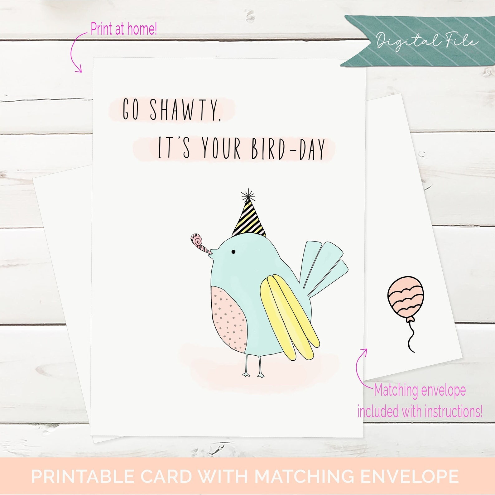 Funny Bird Birthday Card: Go Shawty Printable (digital Download) - Etsy