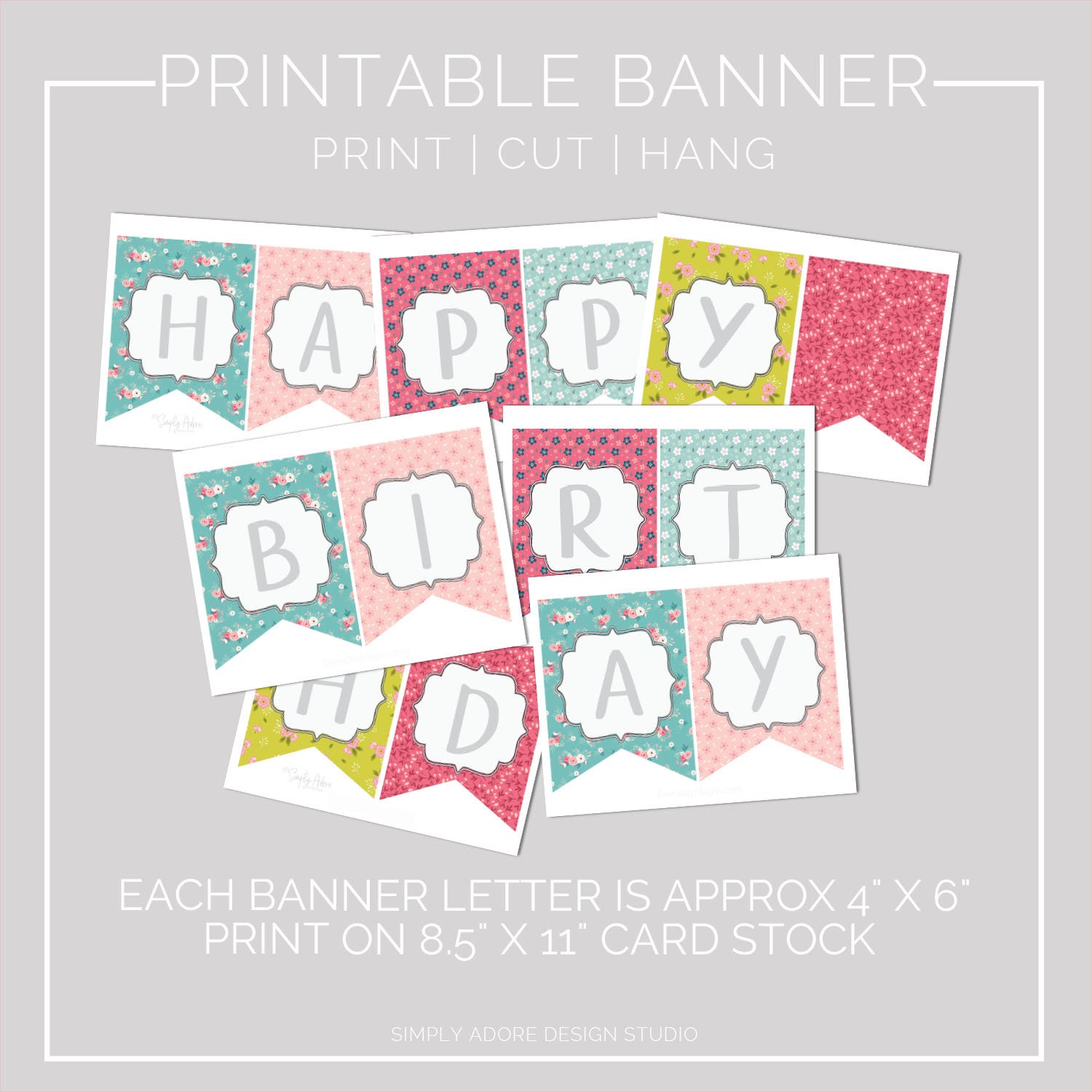 Floral & Pastel Printable Birthday Banner | DIY Birthday Banner ...