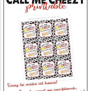 Cheese Snack Gift Tag | Printable Gift Tag | Kids Cheese Cracker Favor ...