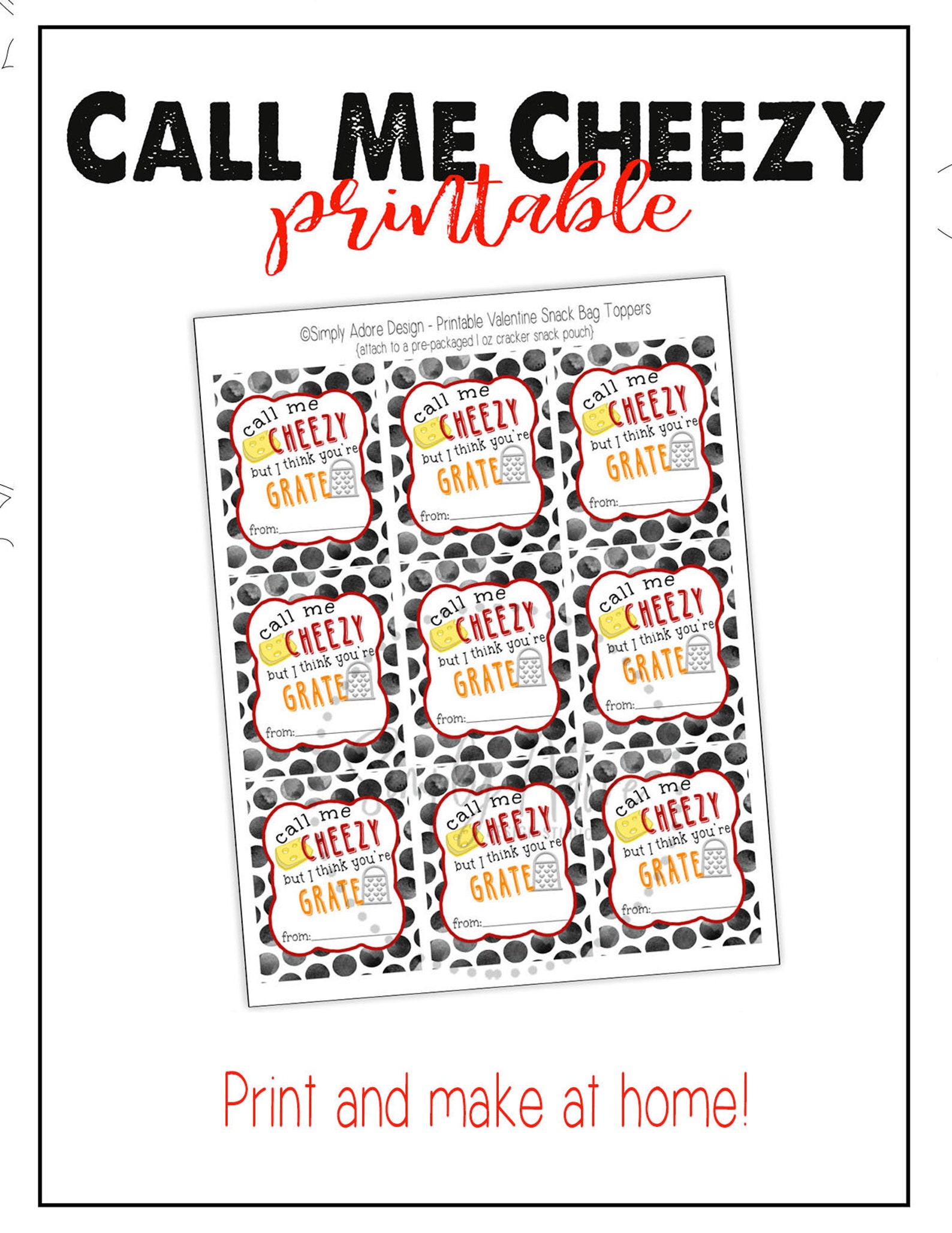 Cheez-it Valentine Card Printable: Kids Non-candy Favor (PDF) - Etsy