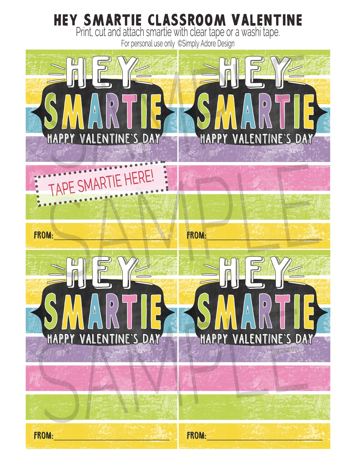 Hey Smartie Printable Classroom Valentine | Printable Valentines for ...