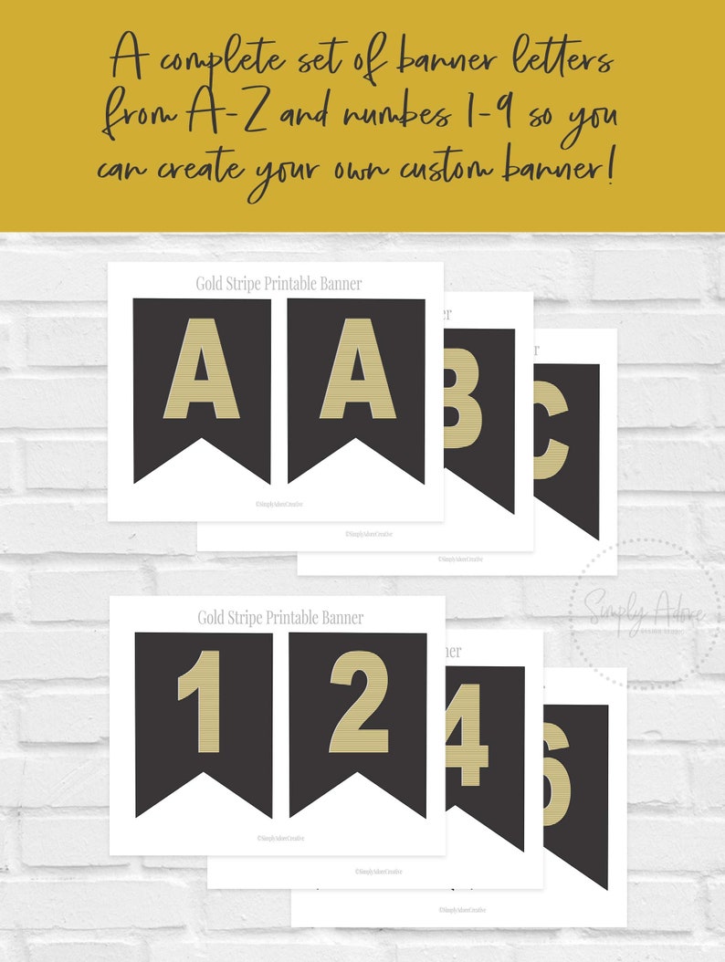 Printable Black and Gold Banner | Digital Download | Letters A-Z ...