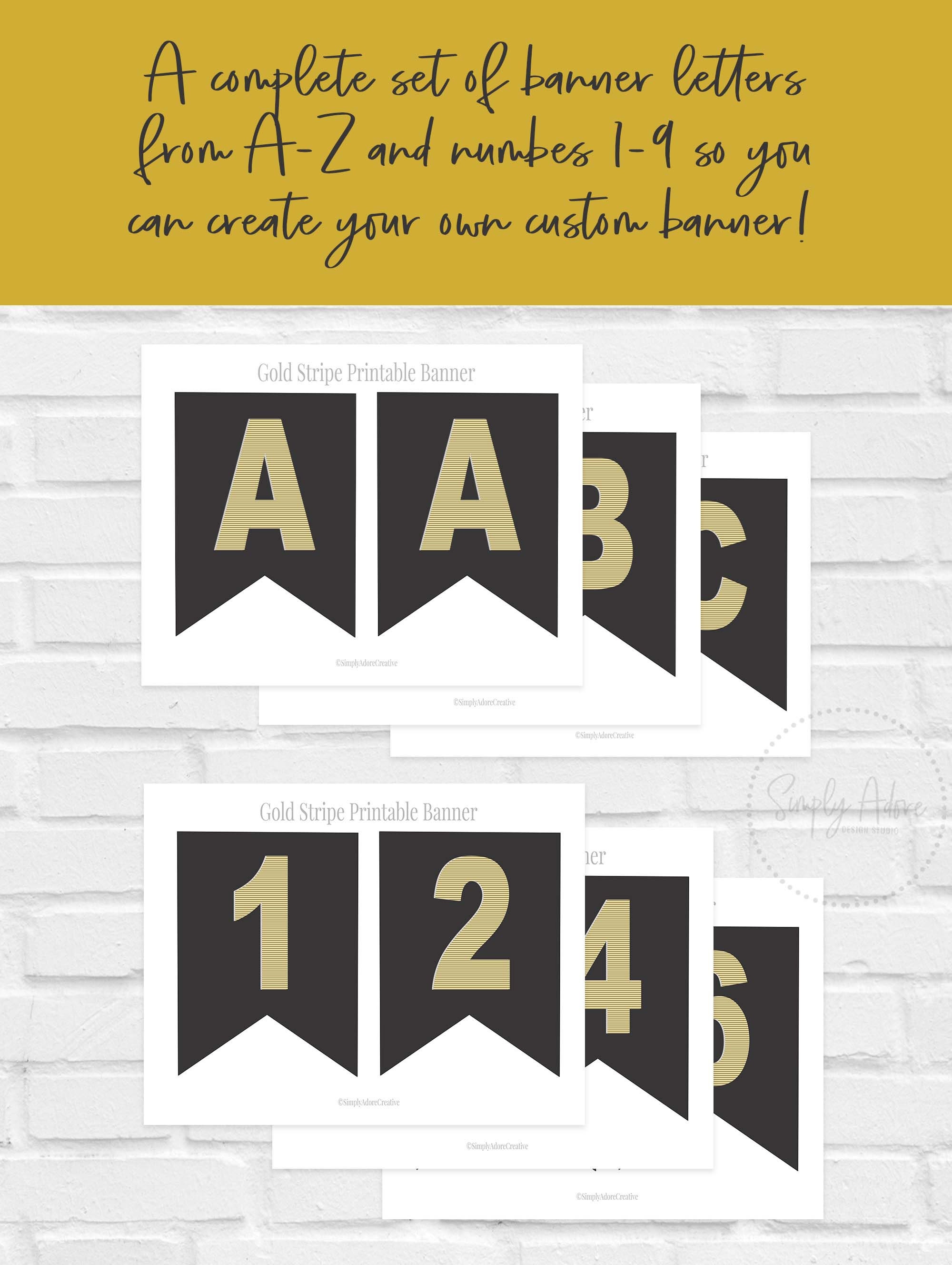 Printable Black and Gold Banner | Digital Download | Letters A-Z ...