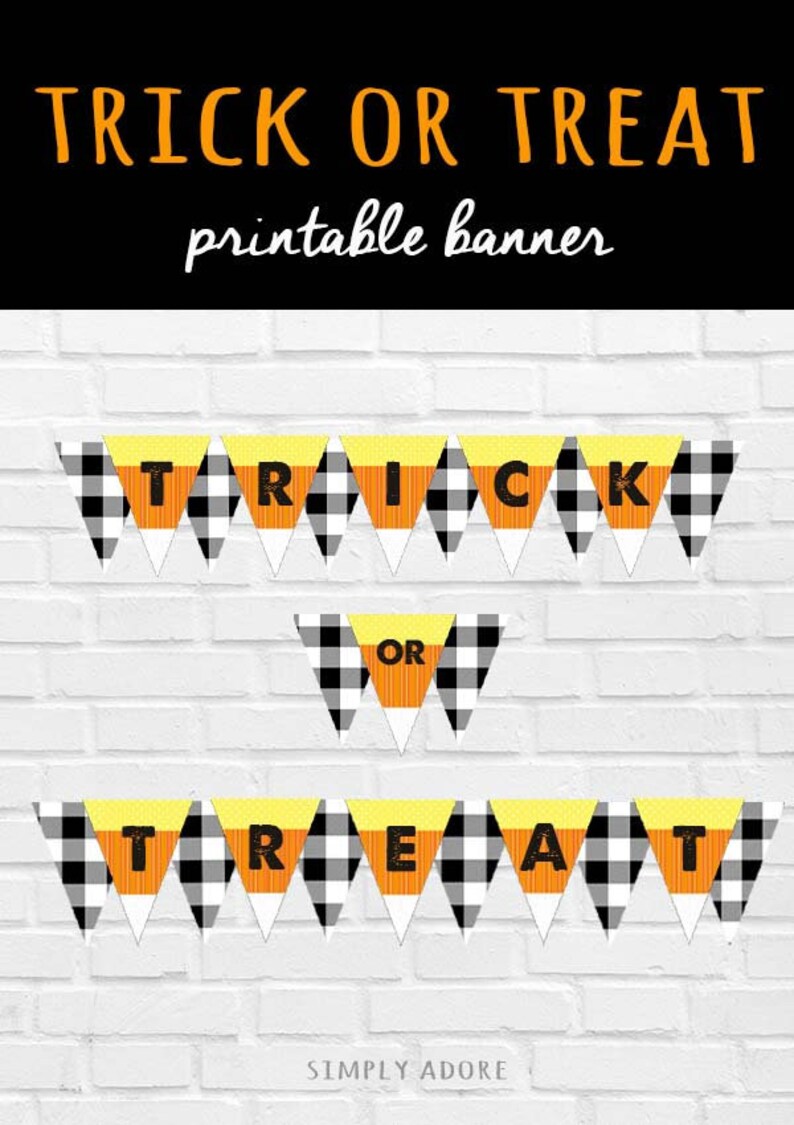 Trick or Treat Banner: Candy Corn Halloween Decoration (printable) - Etsy