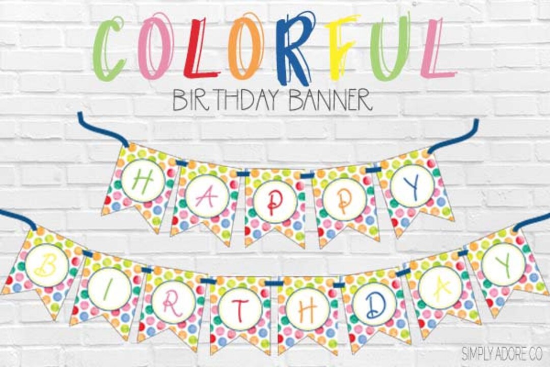 Printable Birthday Banner | Polka Dots | DIY Banner | Digital Download ...