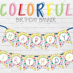 Printable Birthday Banner | Polka Dots | DIY Banner | Digital Download ...