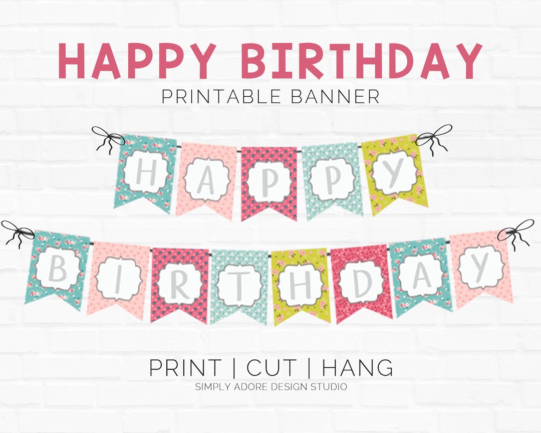 Floral & Pastel Printable Birthday Banner | DIY Birthday Banner ...