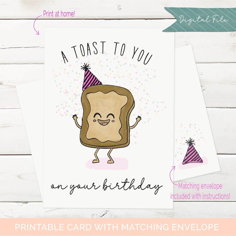 A Toast to You Printable Card Printable Birthday Card and Envelope ...