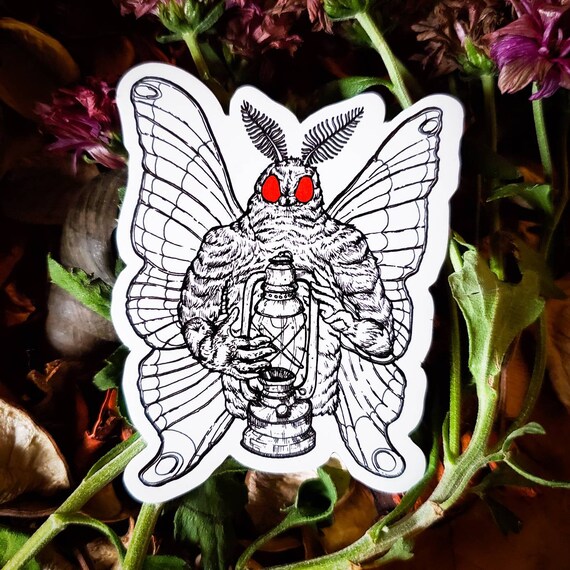 Mothman Magnet // Refrigerator Car Cryptid Ink Drawing Black - Etsy