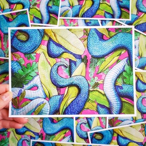 A Tangle of Snakes 5x7 Print Snake Wall Art Snake Art - Etsy