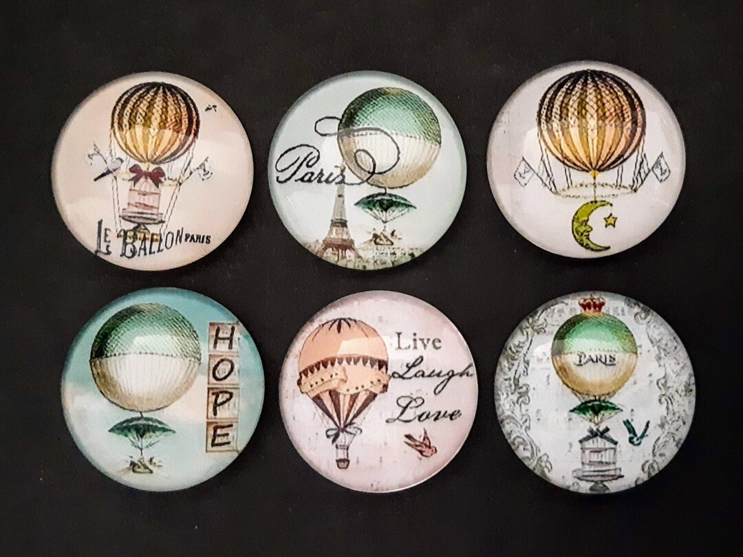 Antique Hot Air Balloon Glass Magnets - Etsy