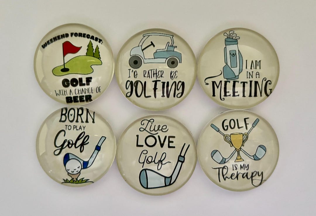 Funny Golf Themed Glass Magnets - Set of 4 or 6 Magnets - Perfect for ...