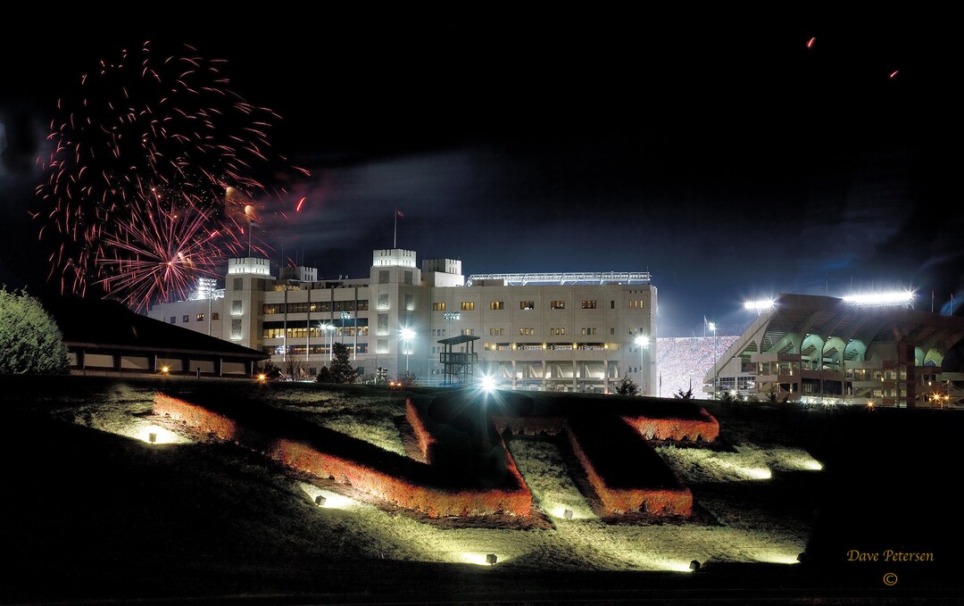Night Game in Lane Stadium-virginia Tech Campus - Etsy