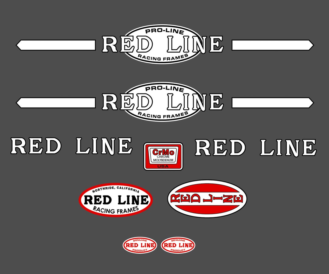 Redline Pro Line Stickers Old School Decals Bike Kit - Red White Black ...