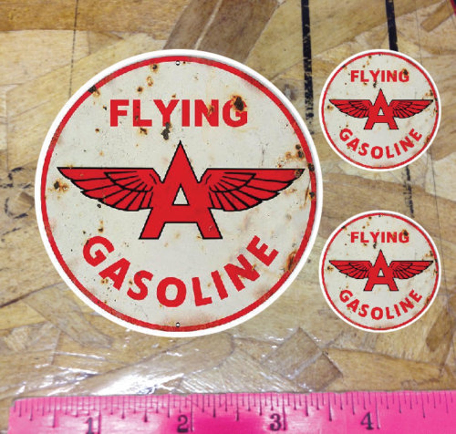 Flying A Gasoline White Rusty Distressed Vintage Decal Bumper Window ...